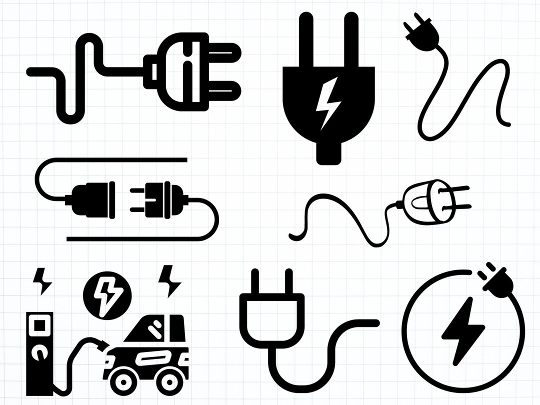 Plug SVG Bundle, Electric Plug SVG, Plug Silhouette, Cable Plug Svg ...