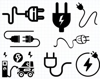 Plug SVG Bundle, Plug Silhouette, Cable Plug Svg, Electrical Plug Svg ...