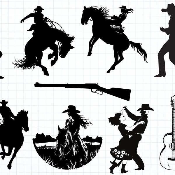 Cowboy Silhouette Svg - Etsy