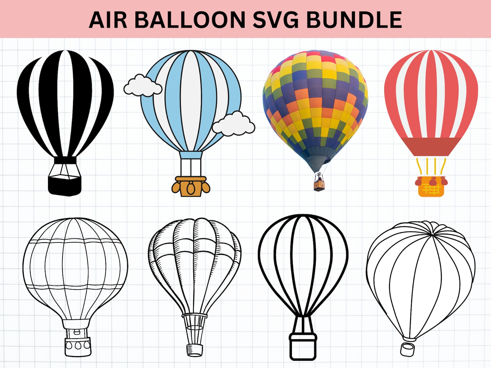 Hot Air Balloon SVG Bundle, Hot Air Balloon PNG Bundle, Hot Air Balloon ...