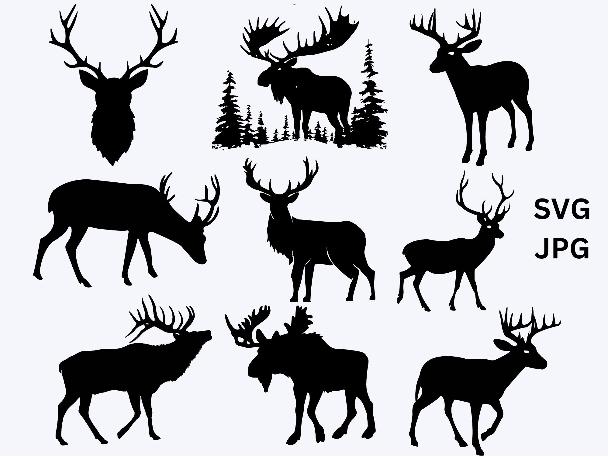 Elk Svg Bundle, Svg Elk Antlers Hunting Svg, Wildlife Svg, Deer Svg ...