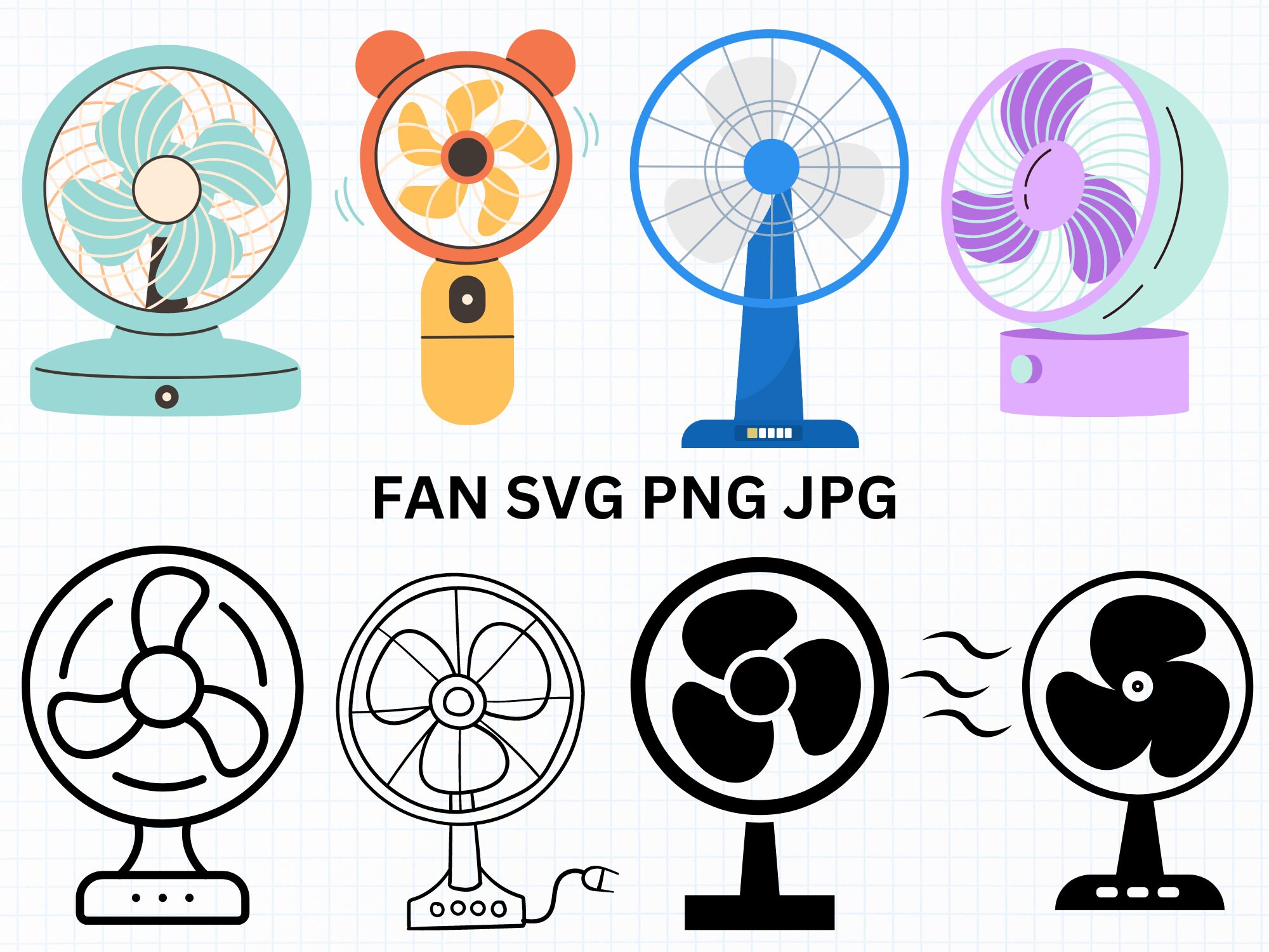 Fan Clipart SVG, Fans Silhouette, Ceiling Fan, Floor Lufter, Desktop ...