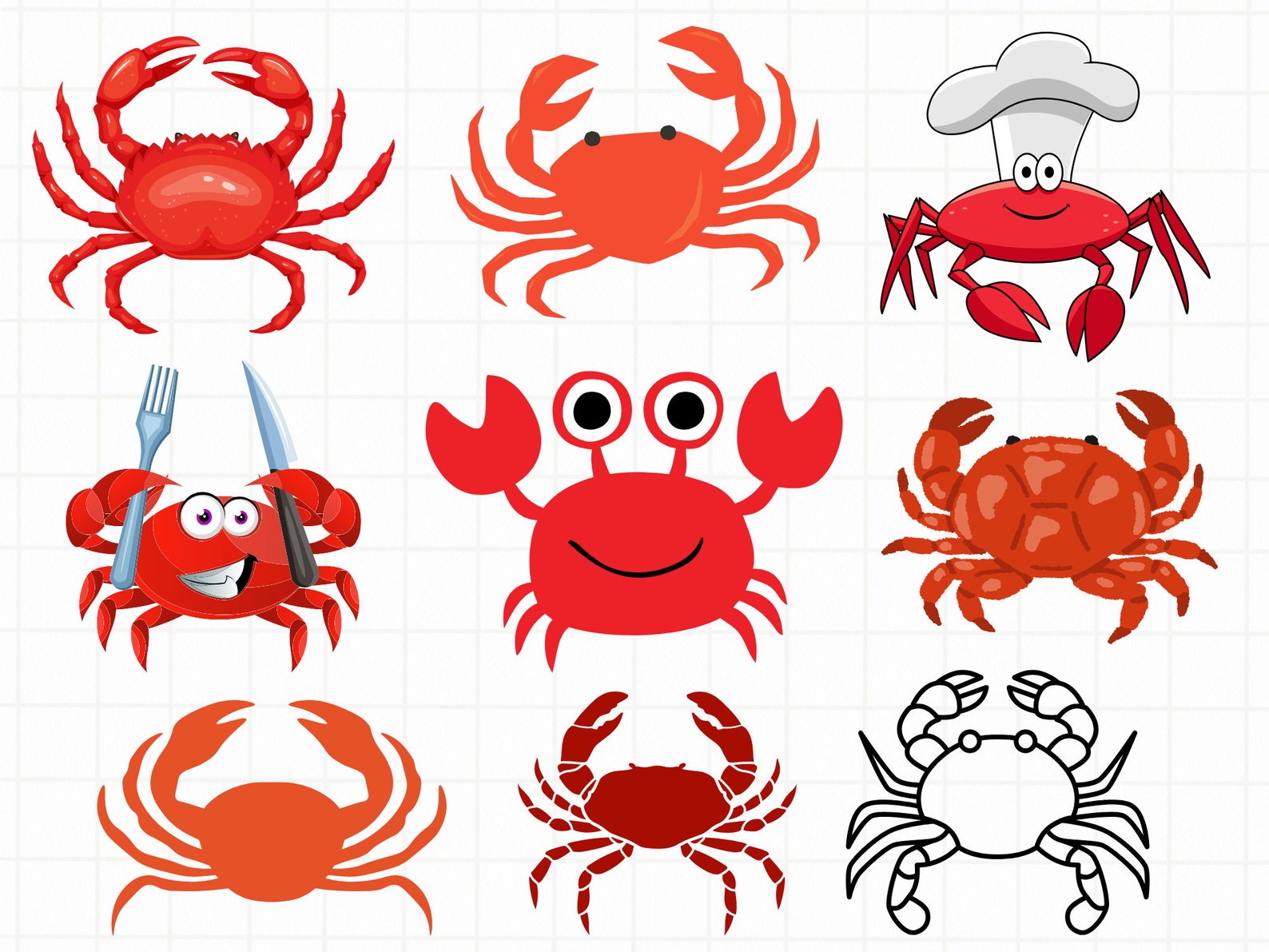 Crab SVG, Crab Clipart, Crab Svg Cutting File Crab Silhouette, Seafood ...