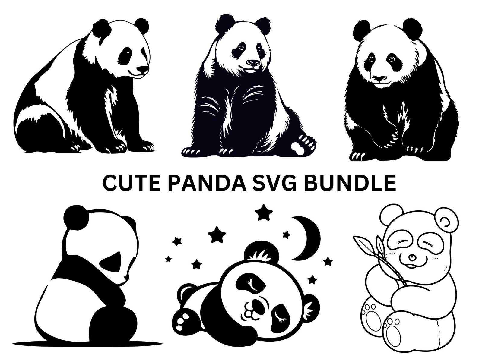 PANDA SVG, Cute PANDA Svg, Cartoon Panda Svg, Panda Clipart, Panda Svg ...