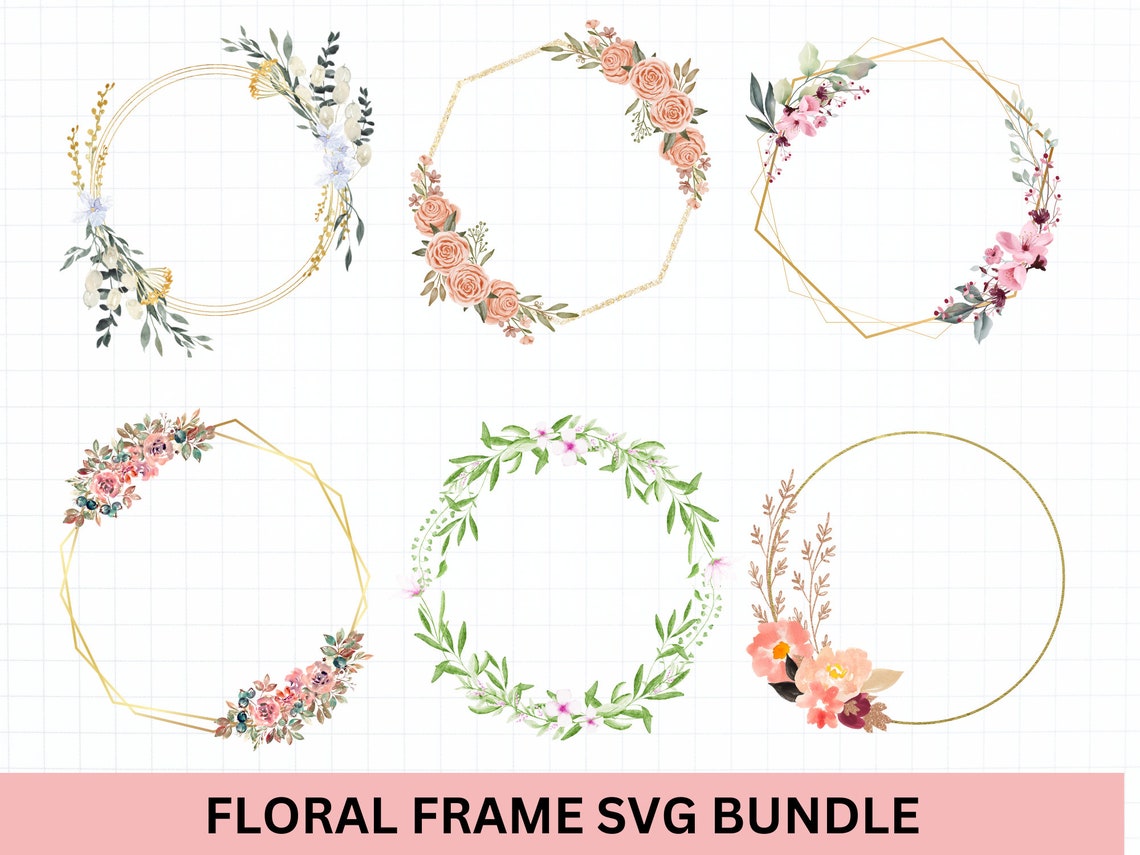 Floral Frame Svg, Floral Frame Bundle Svg, Flower Svg, Circle Frame Svg ...