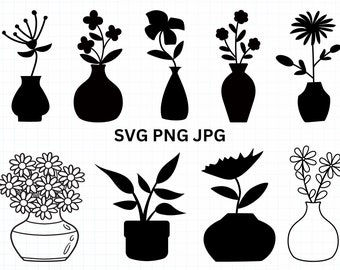 Flower Vase Svg Bundle, Flower Vase Svg, Vase Clipart, Flower Vase Svg ...