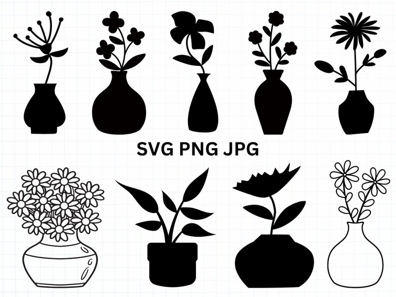 Flower Vase Svg Bundle, Flower Vase Svg, Vase Clipart, Flower Vase Svg ...