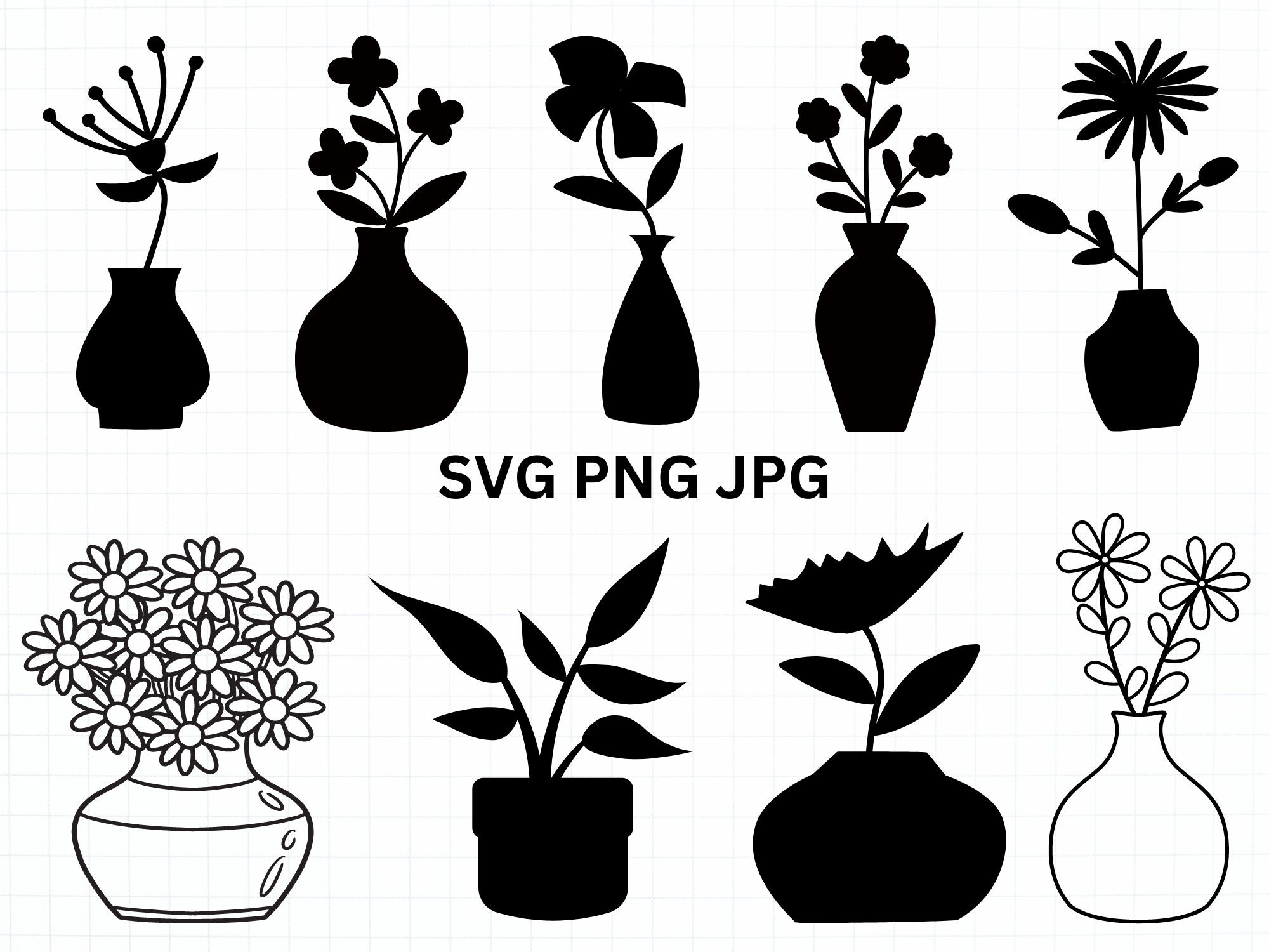 Flower Vase Svg Bundle, Flower Vase Svg, Vase Clipart, Flower Vase Svg ...