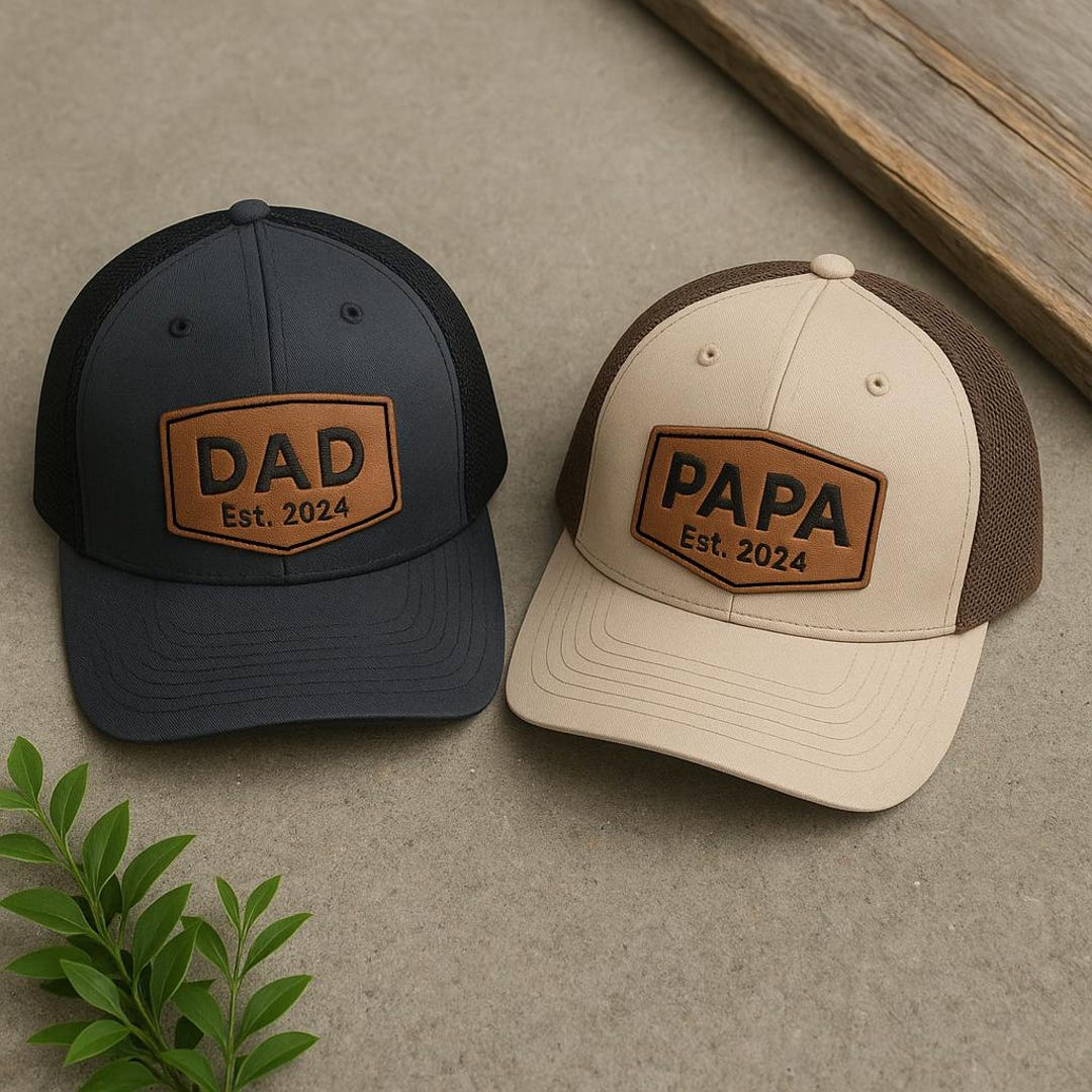 Personalized Dad Patch Hat, Custom Leather Patch Hat for New Dad ...