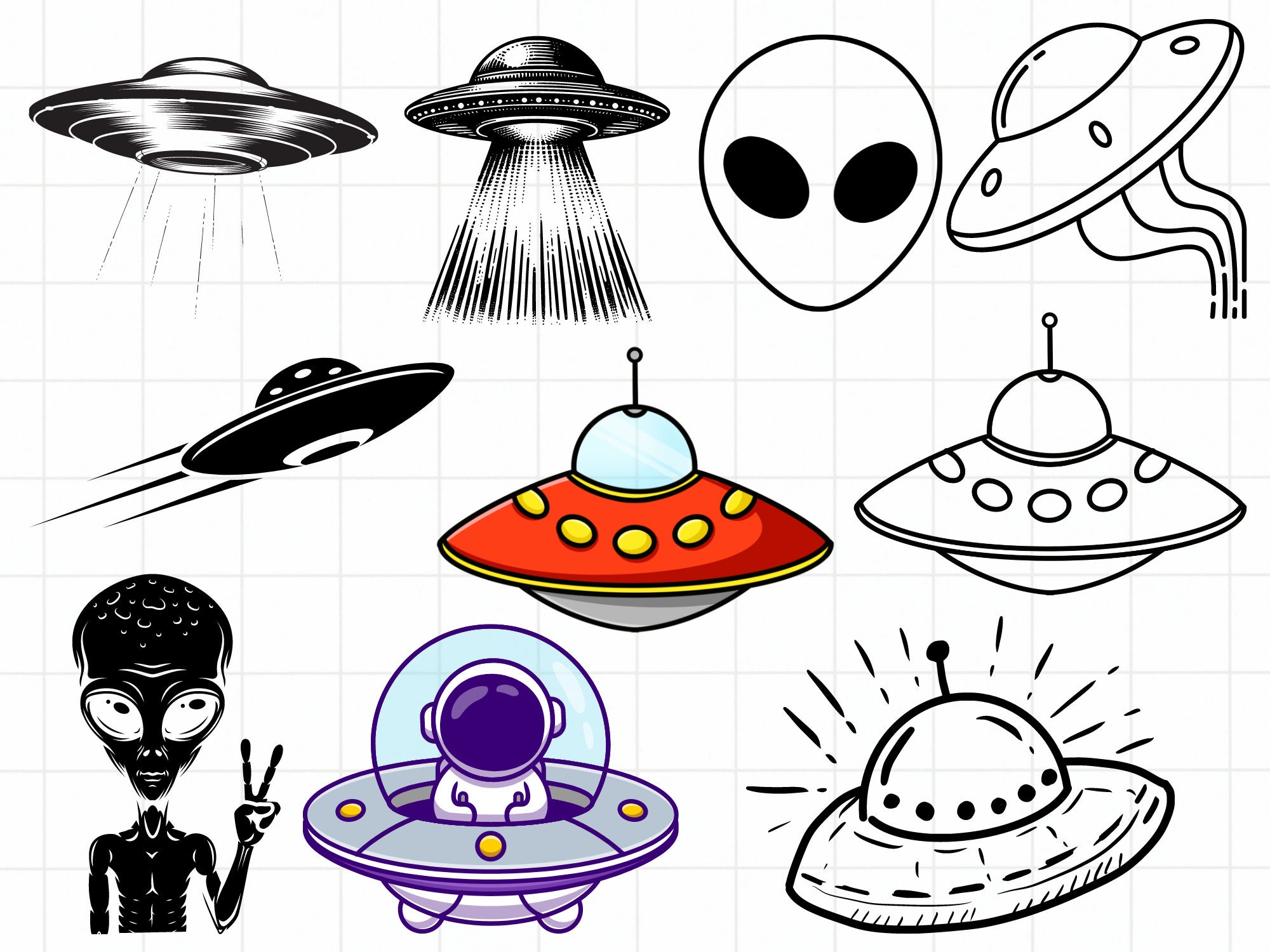 UFO SVG, UFO Svg Cut Files for Cricut, Ufo Clipart, Ufo Outline Svg ...