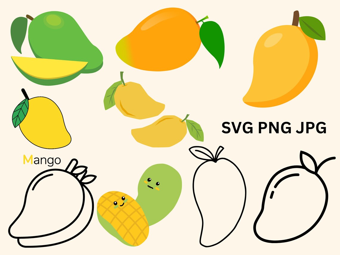 Mango SVG | Mango PNG | Mango Digital Downloadable | Mango Fruit Clip ...