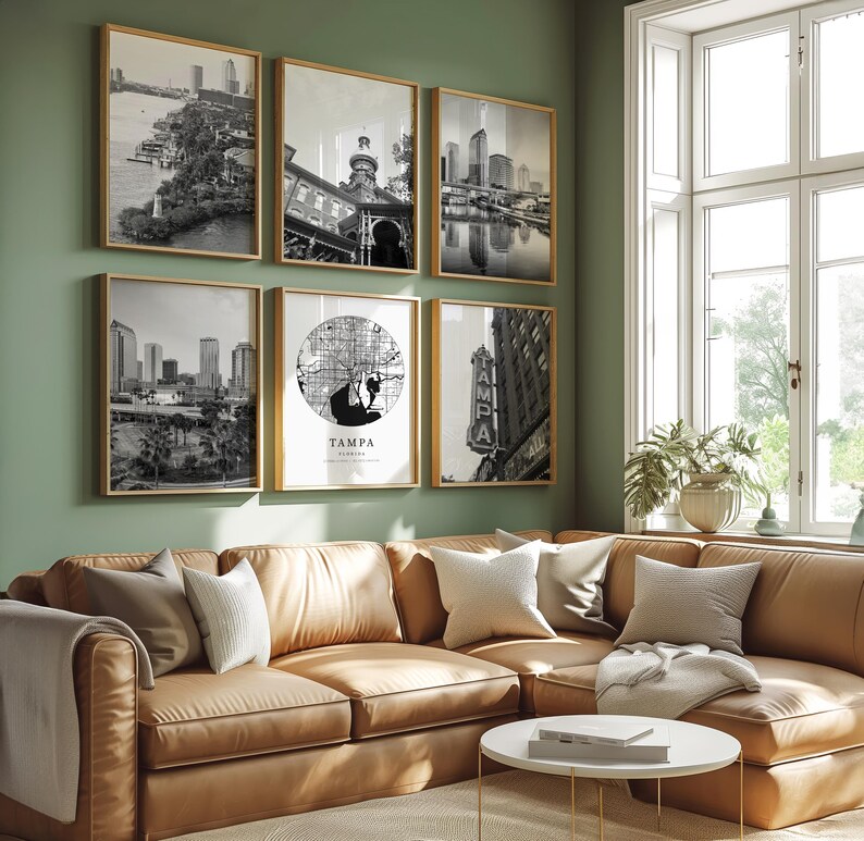 Tampa Black and White City Prints: Tampa Wall Art Set of 6 (digital ...