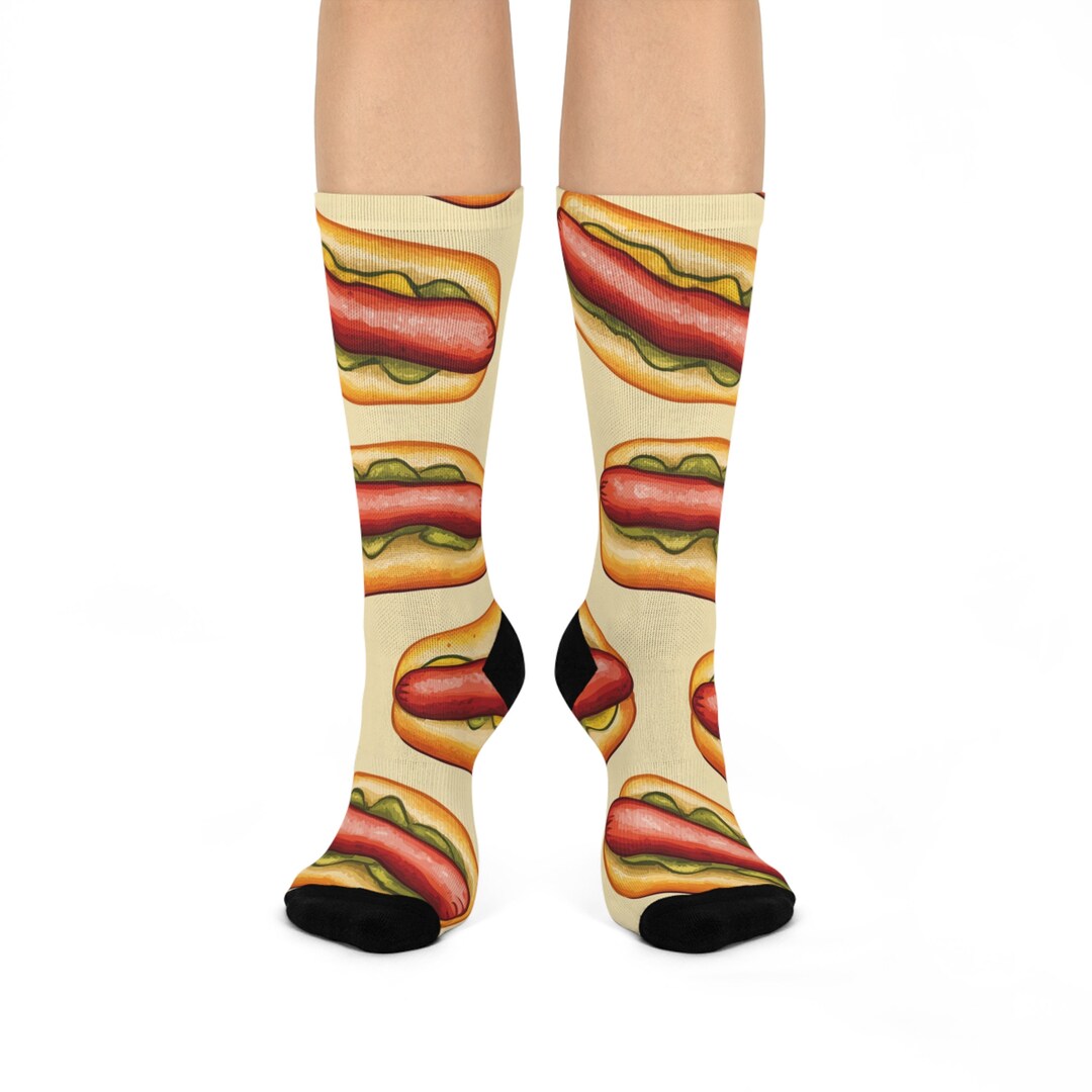 Hot Dog Socks, Hot Dog Men's Socks, Crazy Socks, Funny Cushioned Crew ...