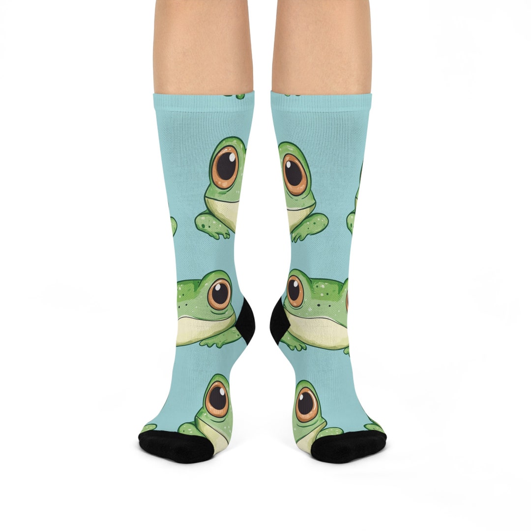 Frogs Socks, Froggy Socks, Men's Socks, Crazy Socks Cushioned Crew Socks, Crazy Socks, Frog ...