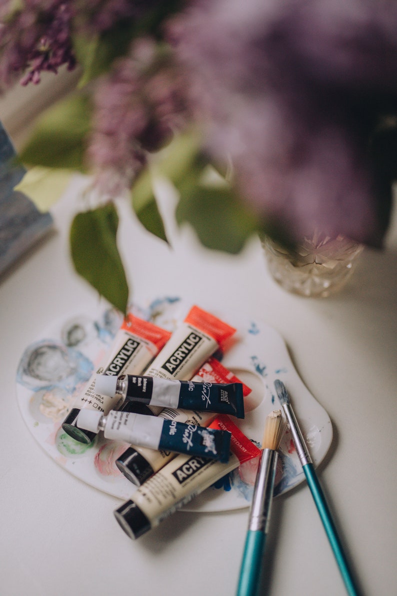 Baltic Sea Sunset - Original Square Acrylic Painting on Canvas, Small ...