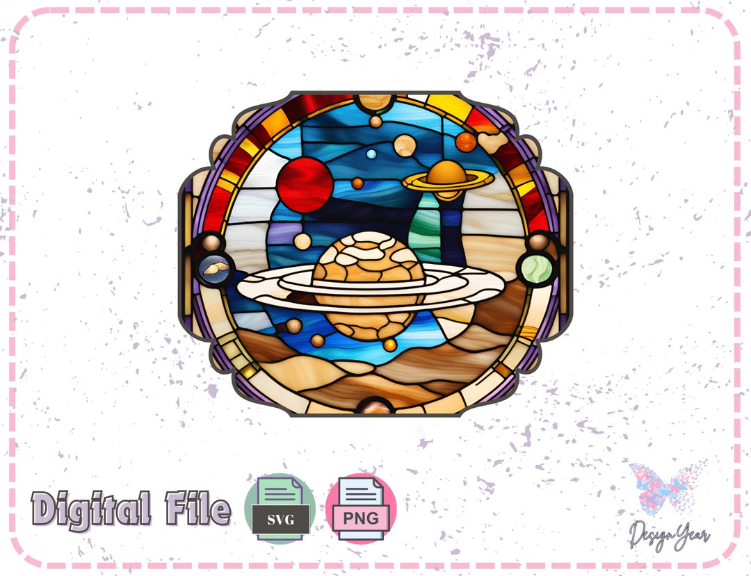 Creative Planets Stained Glass Design for Gift, Print, Wallpaper Etc ...