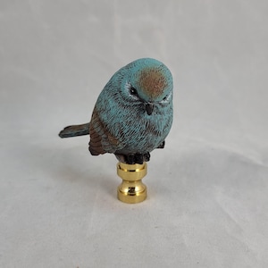 Hand-painted Chickadee Lamp Shade Finial: Blue Teal Bird Decor - Etsy