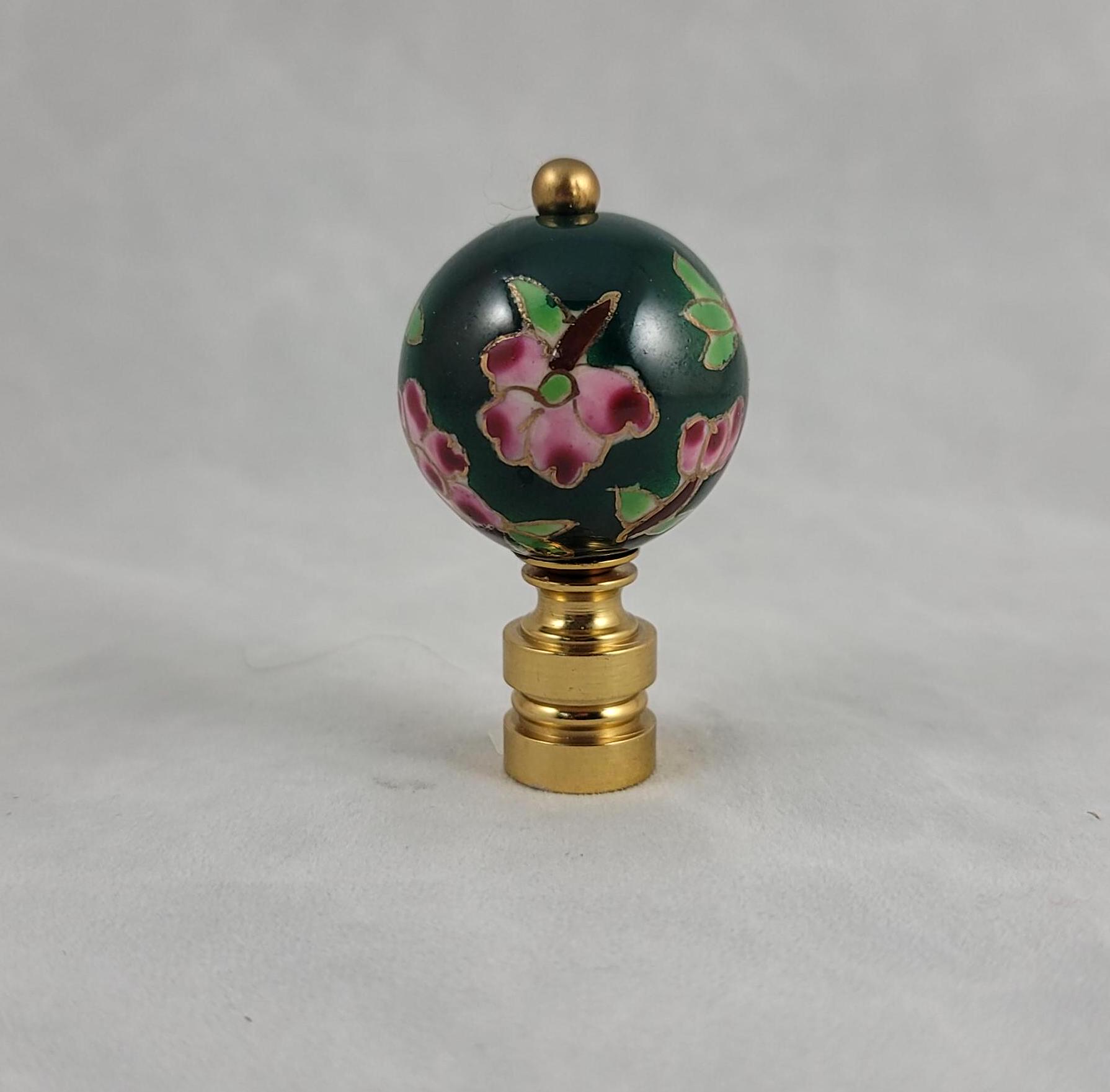 Cloisonne Style Green Porcelain Floral Ball Electric Lighting Lamp ...