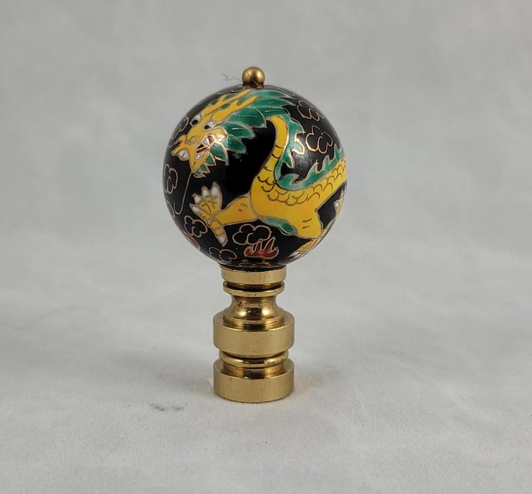 Cloisonne Style Black Dragon Electric Lighting Lamp Shade Finial (NEW ...
