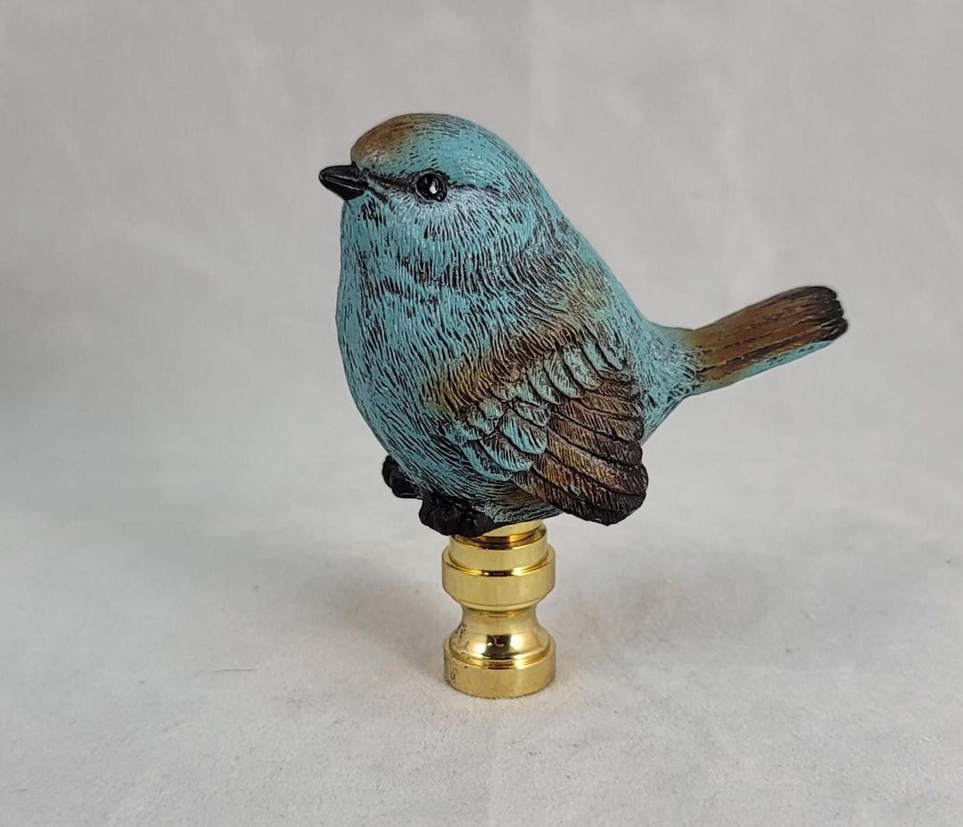 Hand-painted Chickadee Lamp Shade Finial: Blue Teal Bird Decor - Etsy