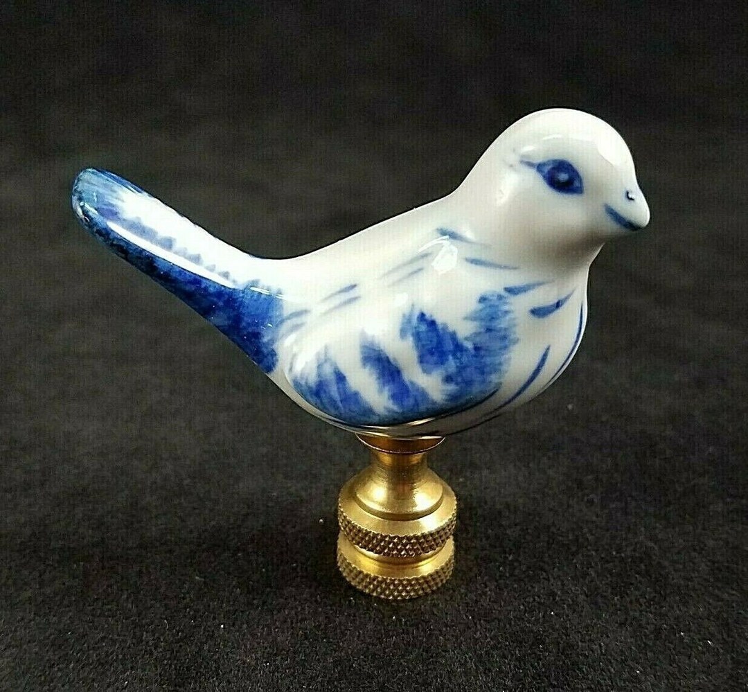 Blue and White Porcelain Dove Electric Lighting Lamp Shade Finial (NEW ...