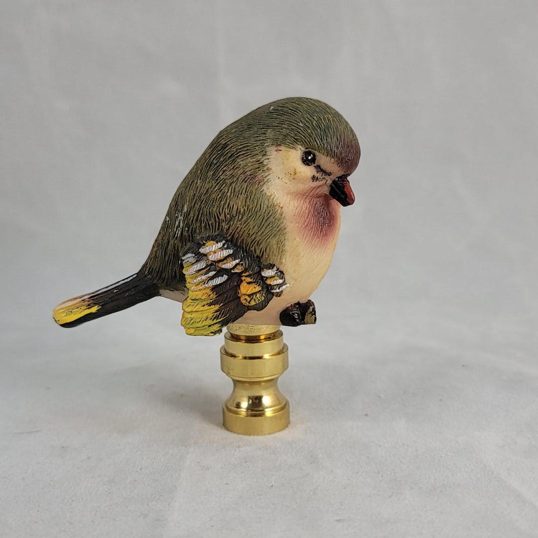 Chickadee Bird Electric Lighting Lamp Shade Finial, Hand Painted, Solid ...
