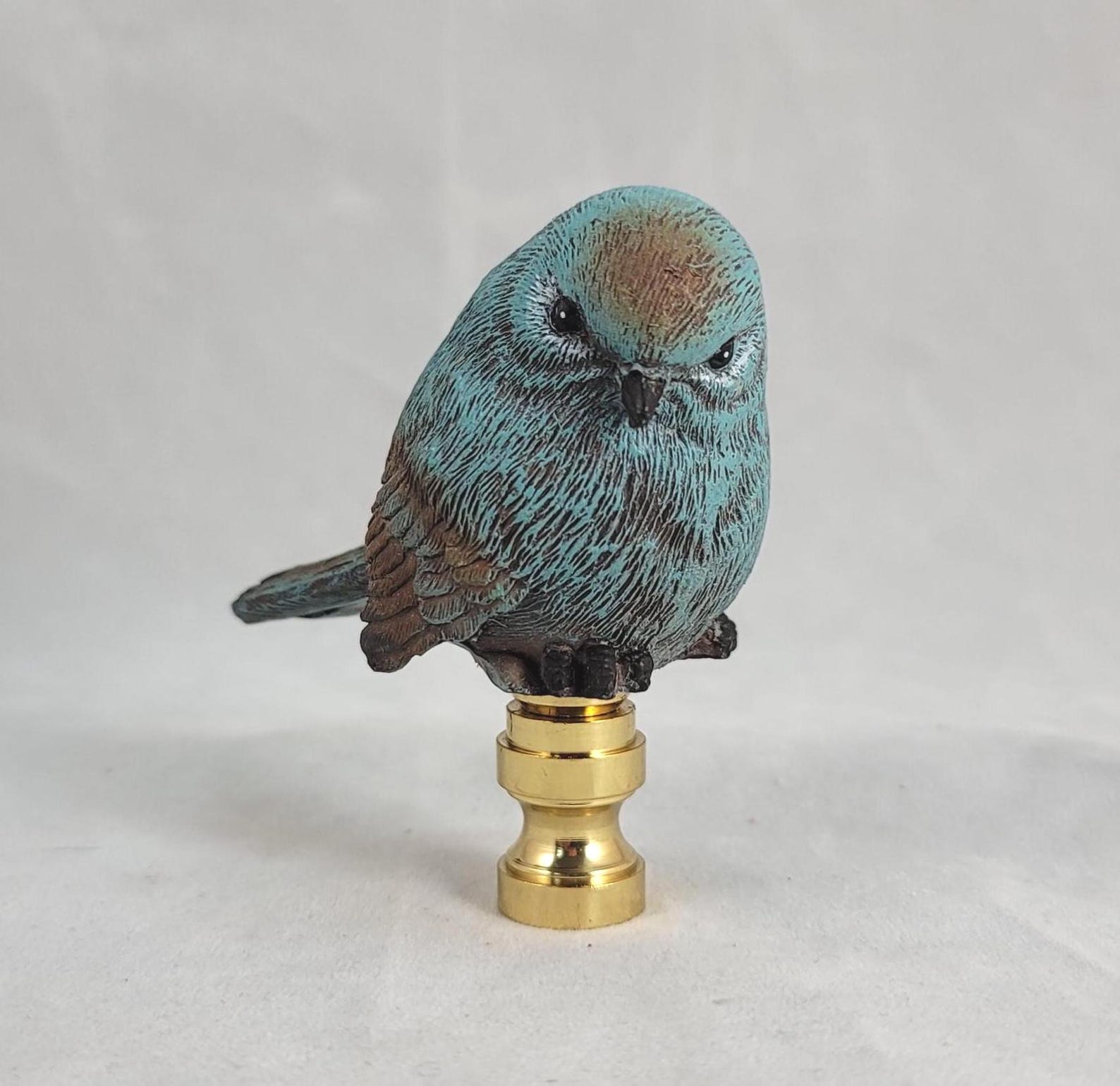 Hand-painted Chickadee Lamp Shade Finial: Blue Teal Bird Decor - Etsy