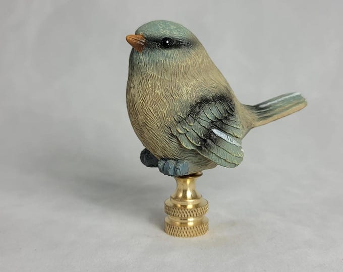 Soft Blue/gray Chickadee Bird Electric Lighting Lamp Shade Finial (NEW ...