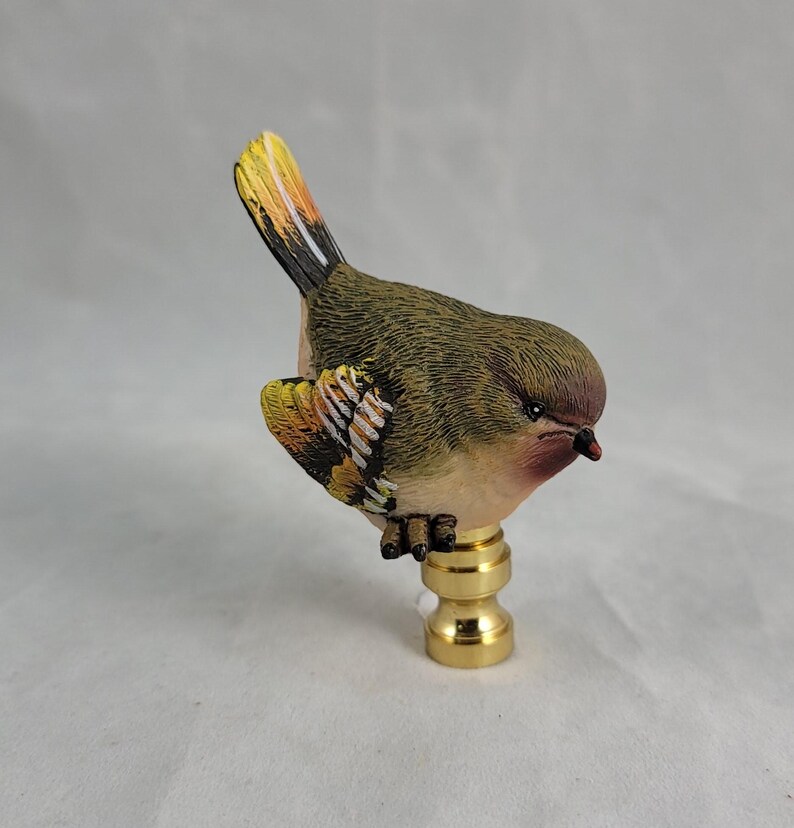 Hand Painted Chickadee Bird Electric Lighting Lamp Shade Finial: Solid ...