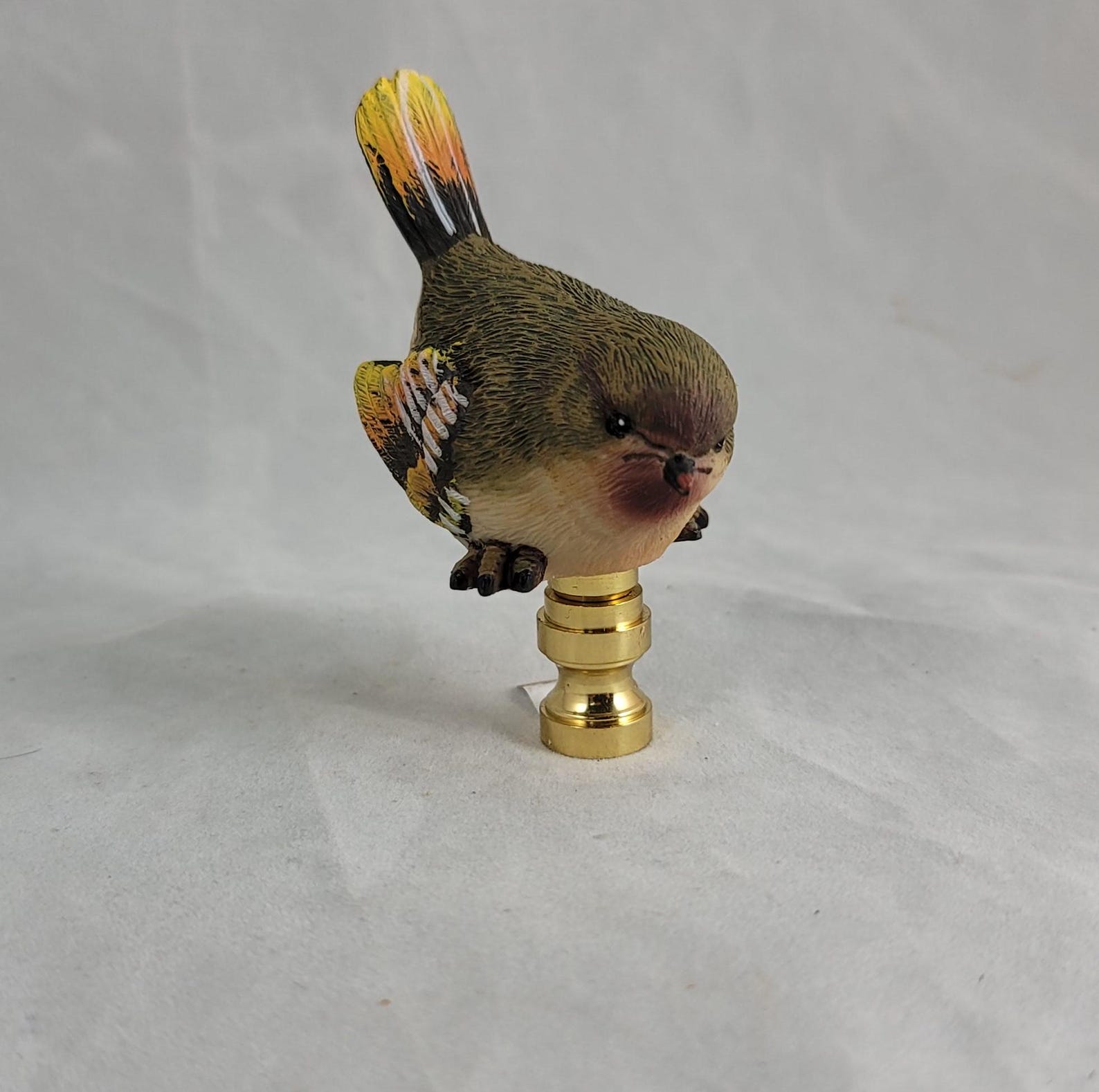 Hand Painted Chickadee Bird Electric Lighting Lamp Shade Finial: Solid ...