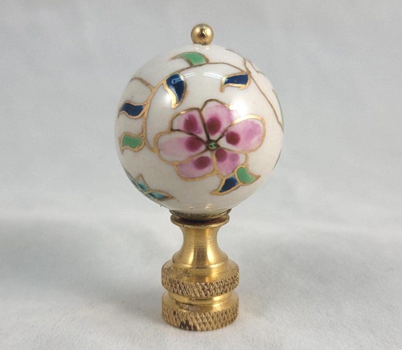Cloisonne Style Floral Ball Electric Lighting Lamp Shade Finial (NEW ...