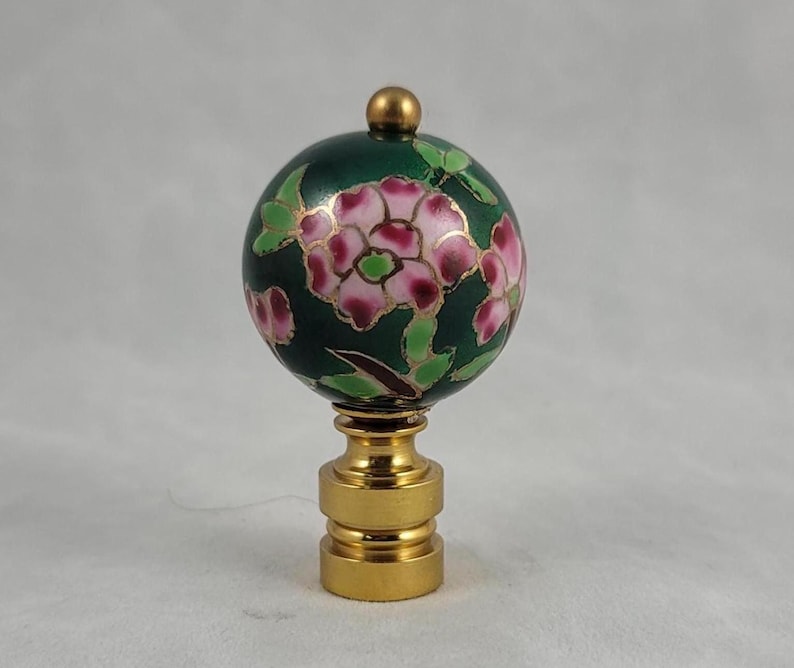 Cloisonne Style Green Porcelain Floral Ball Electric Lighting Lamp ...