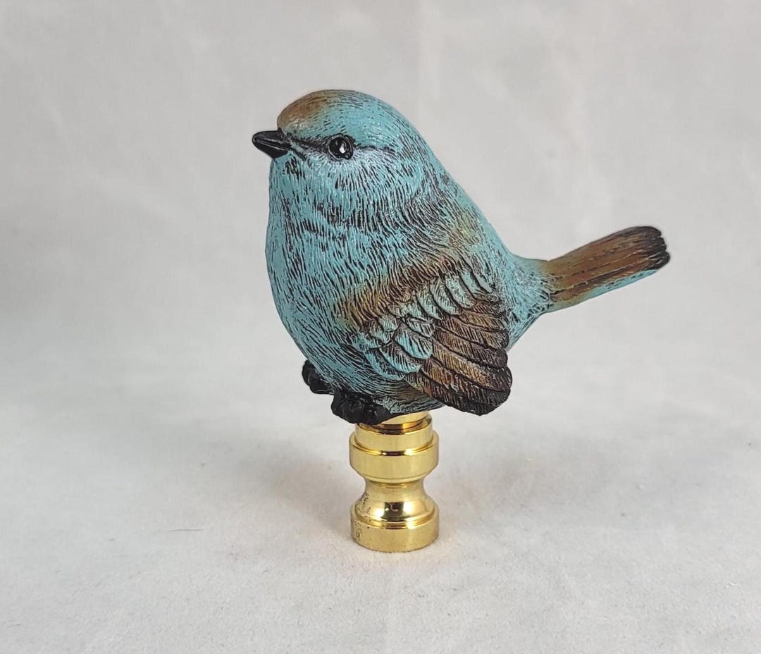 Hand-painted Chickadee Lamp Shade Finial: Blue Teal Bird Decor - Etsy