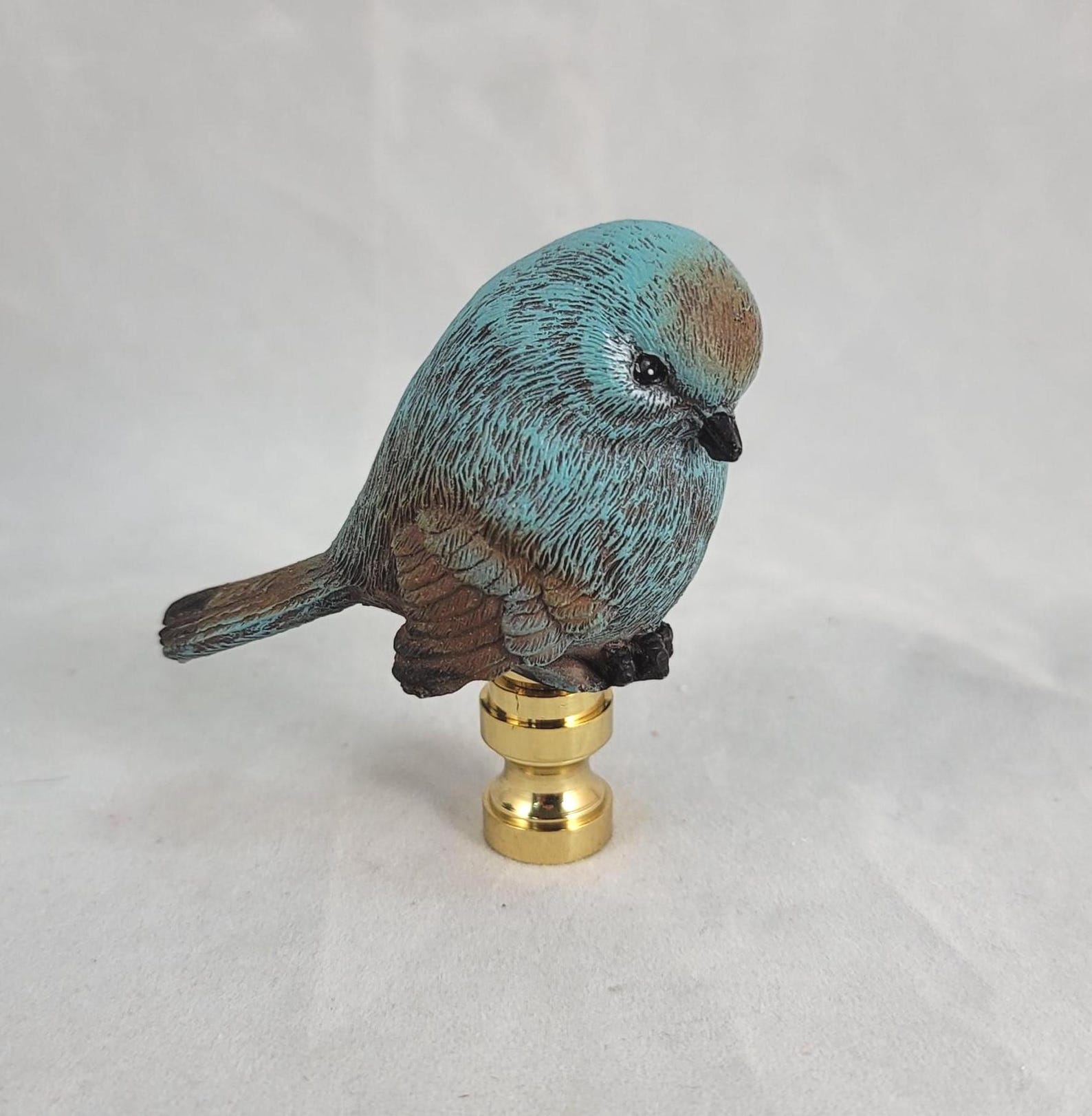 Hand-painted Chickadee Lamp Shade Finial: Blue Teal Bird Decor - Etsy