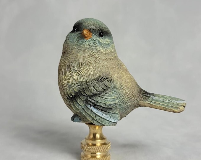 Soft Blue/gray Chickadee Bird Electric Lighting Lamp Shade Finial (NEW ...