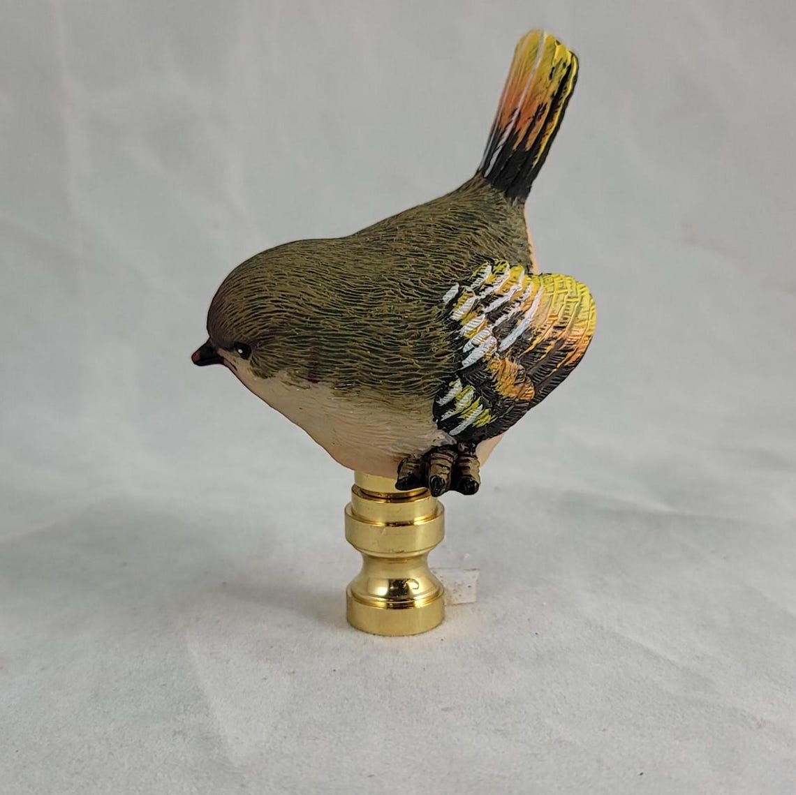 Hand Painted Chickadee Bird Electric Lighting Lamp Shade Finial: Solid ...