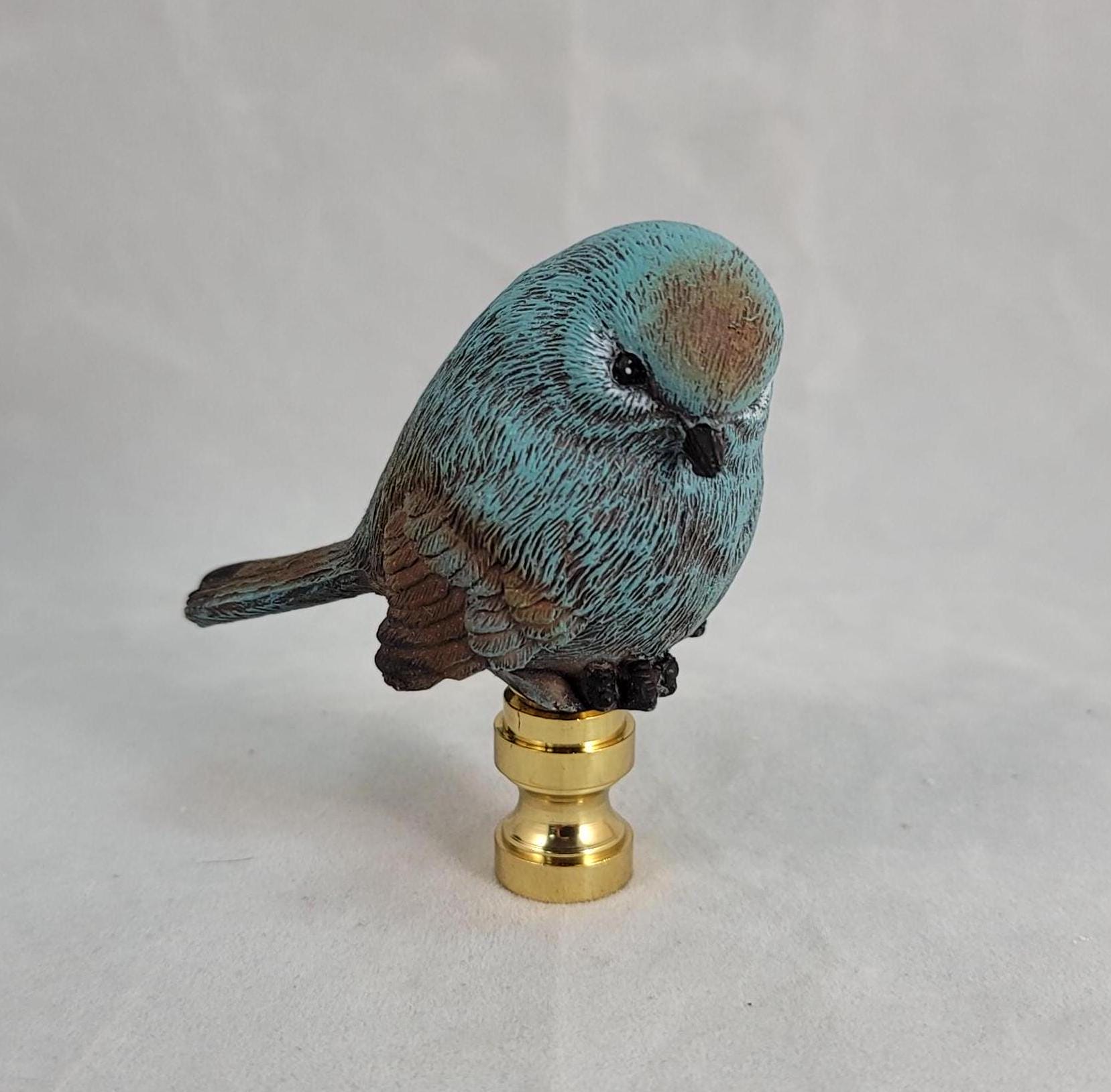 Hand-painted Chickadee Lamp Shade Finial: Blue Teal Bird Decor - Etsy