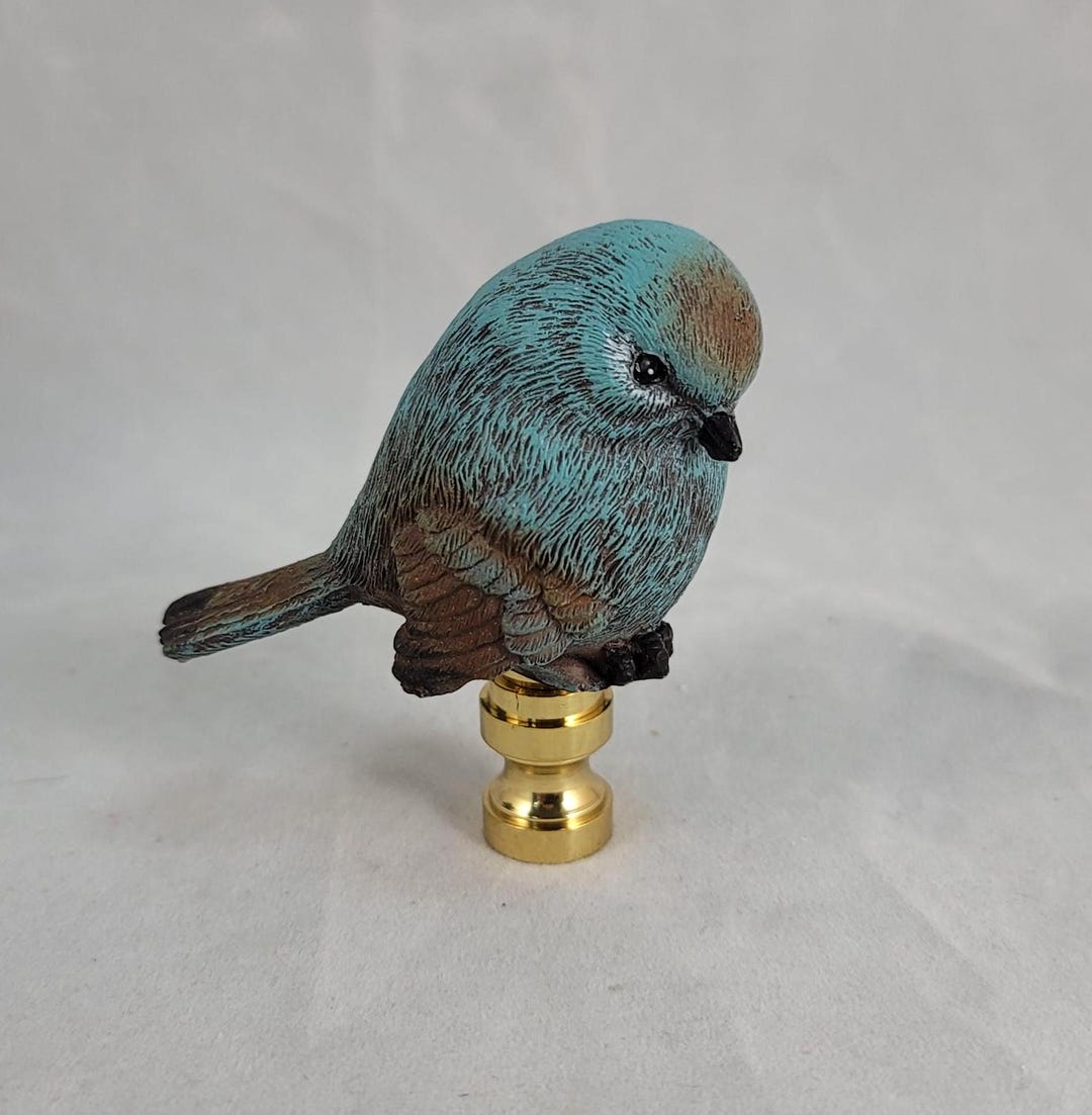 Hand-painted Chickadee Lamp Shade Finial: Blue Teal Bird Decor - Etsy