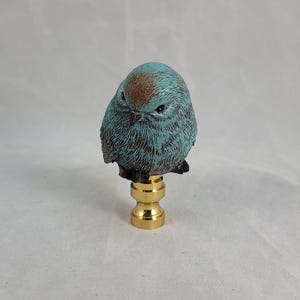 Hand-painted Chickadee Lamp Shade Finial: Blue Teal Bird Decor - Etsy