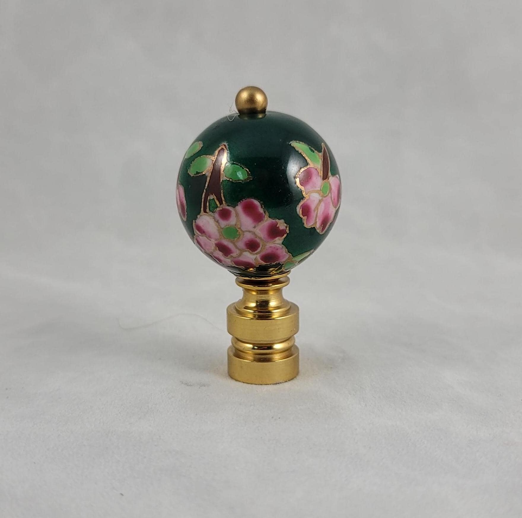 Cloisonne Style Green Porcelain Floral Ball Electric Lighting Lamp ...