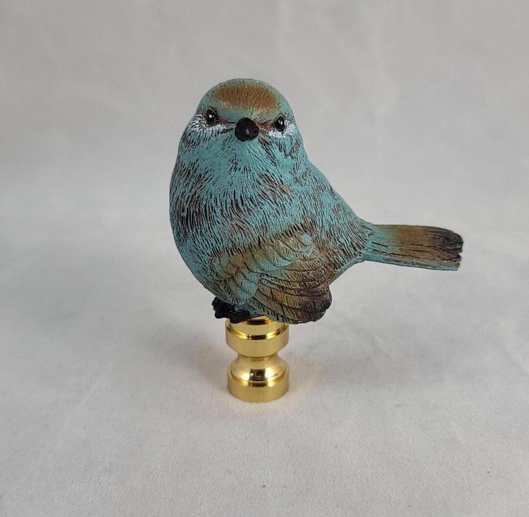 Hand-painted Chickadee Lamp Finial: Blue Teal Bird Decor - Etsy