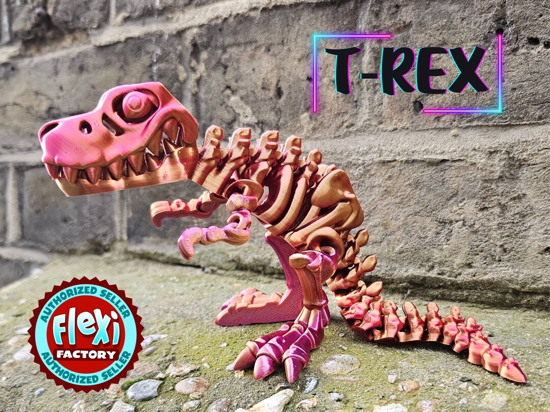 3D Printed Flexi T-rex, Fidget Toy, Desk Buddy, Anxiety Toy, Gift ...