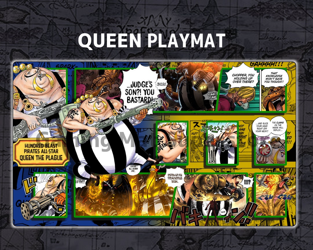 OP Playmat Queen Blue/yellow Mat Zones Stitched Edges Anime Design - Etsy