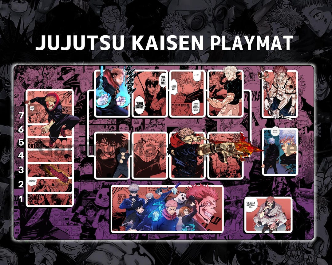 Union Arena Playmat Jujutsu Kaisen Pink/purple Mat Zones Stitched Edges ...