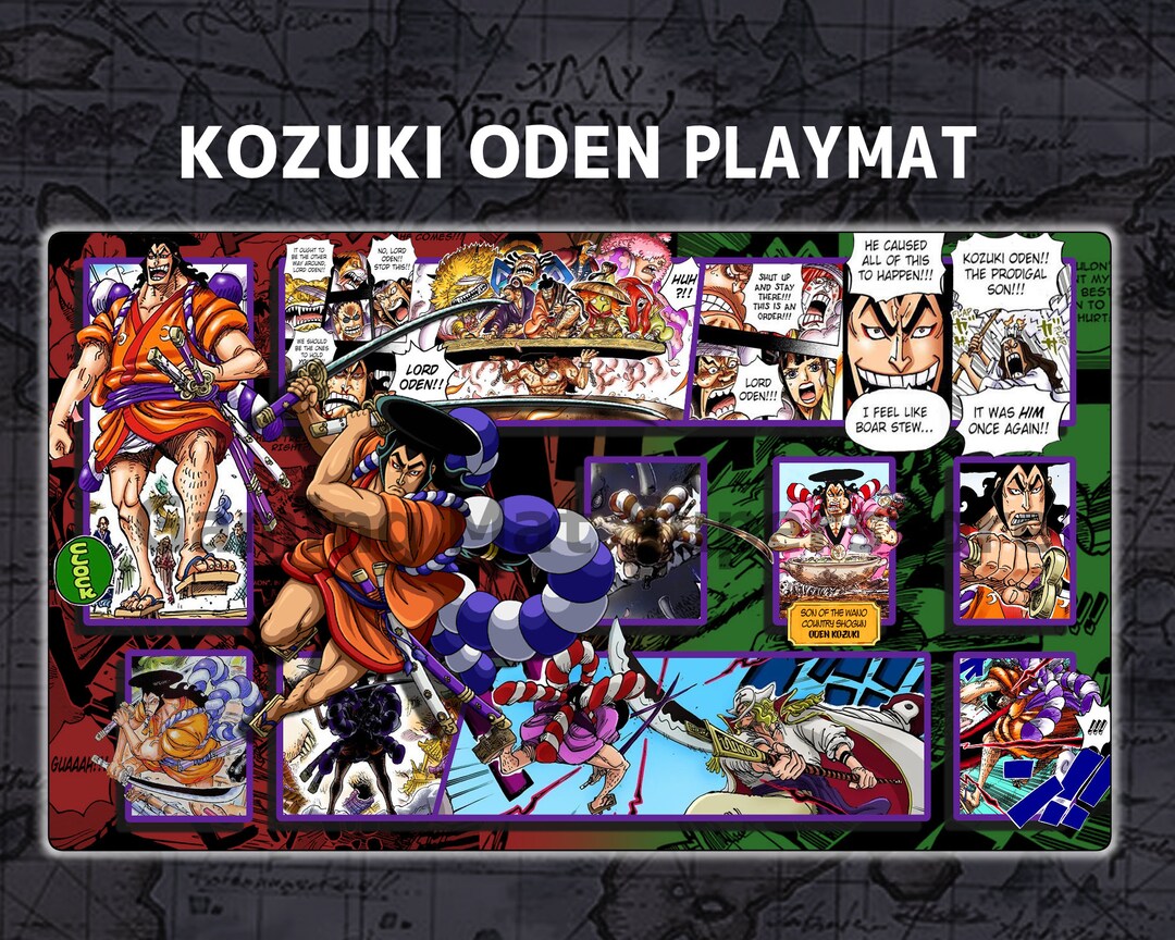 OP Playmat Kozuki Oden Red/green Mat Zones Stitched Edges Anime Design ...
