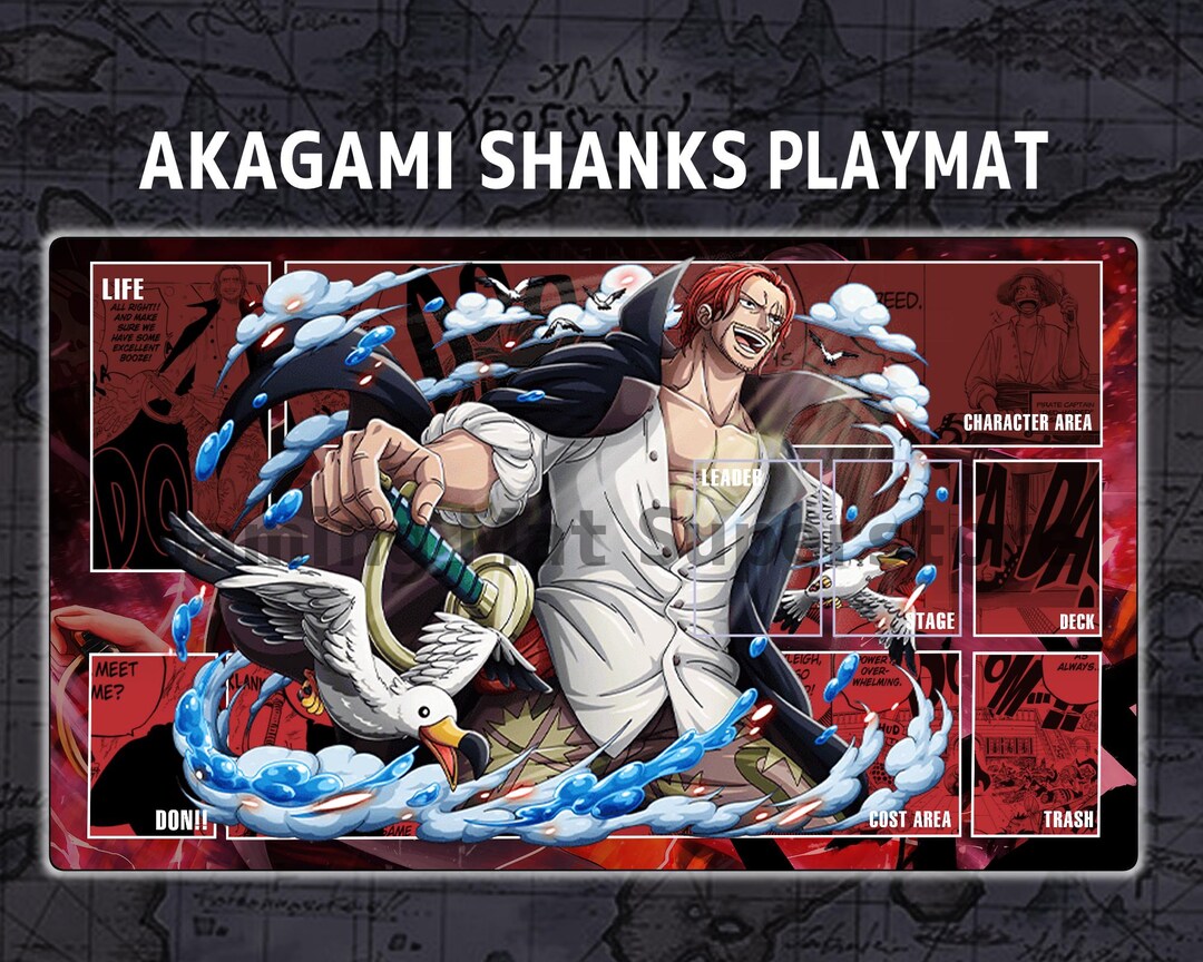 OP09 OP Playmat Akagami Shanks Red Mat Zones Stitched Edges Anime ...