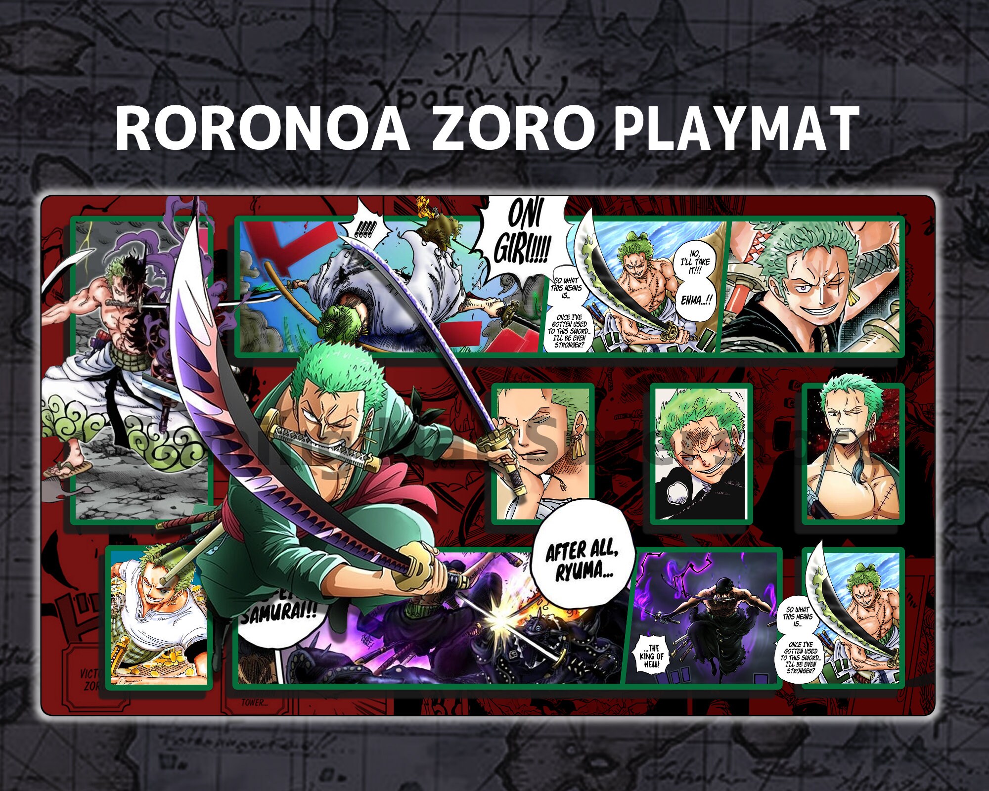 OP Playmat Roronoa Zoro Red Mat Zones Stitched Edges Anime Design - Etsy