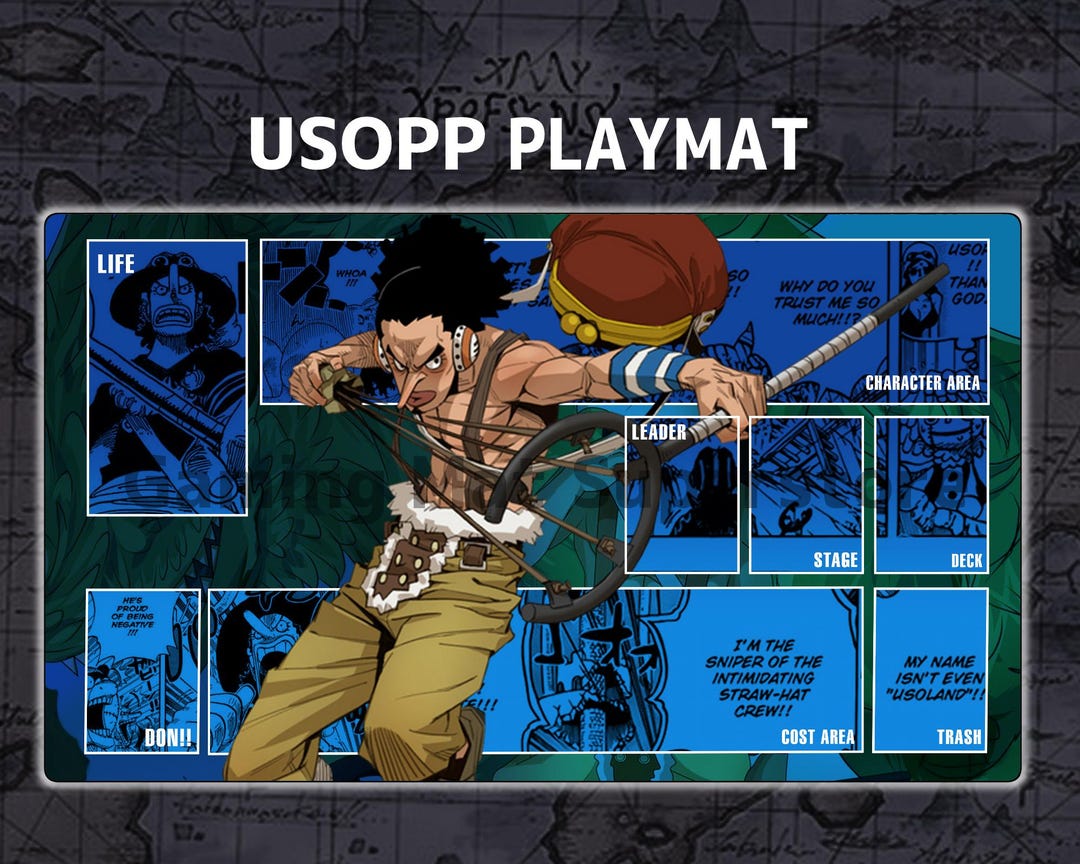 OP Playmat Usopp Blue Mat Zones Stitched Edges Anime Design - Etsy