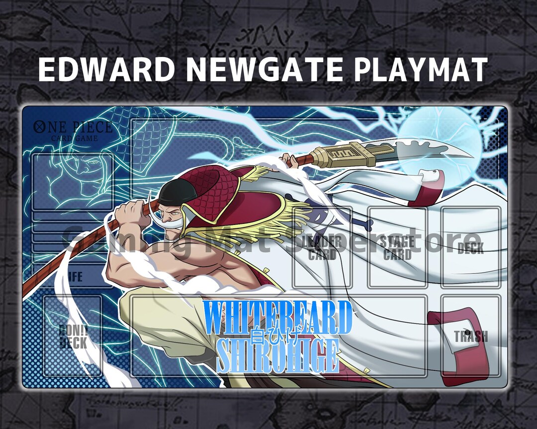 OP Playmat Shirohige Blue Mat Zones Stitched Edges Anime Design - Etsy