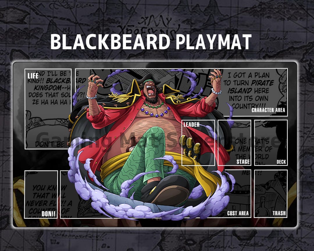 OP09 OP Playmat Kurohige Blackbeard Black Mat Zones Stitched Edges ...